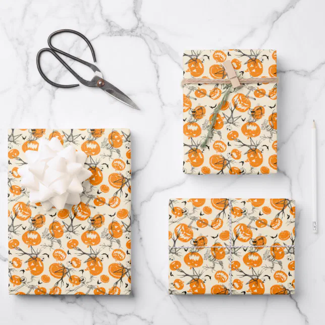 The Pumpkin King Halloween Pattern Wrapping Paper Sheets | Zazzle