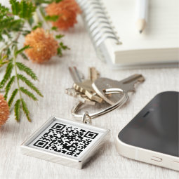 The QR Code Modern Business Card Keychain | Zazzle
