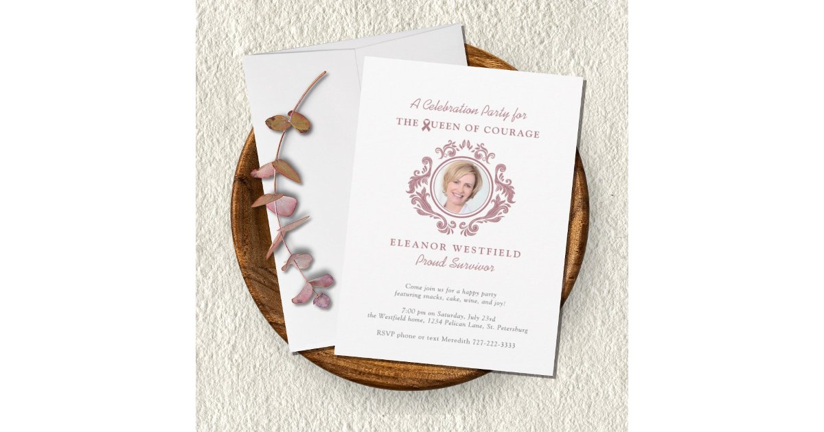 The Queen of Courage Photo Cancer Survivor Party Invitation | Zazzle