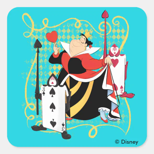 The Queen of Hearts | The Queen's Card Soldiers Square Sticker | Zazzle