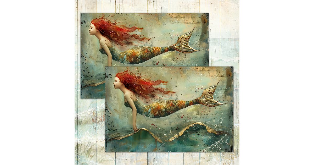 THE RAINBOW MERMAID PAINTING DECOUPAGE TISSUE PAPER | Zazzle