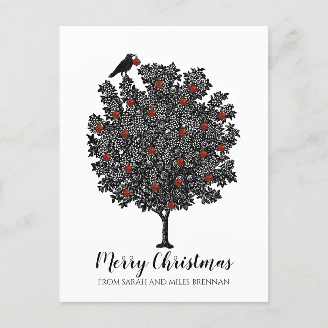 The Raven Decorates The Christmas Tree Holiday Postcard | Zazzle