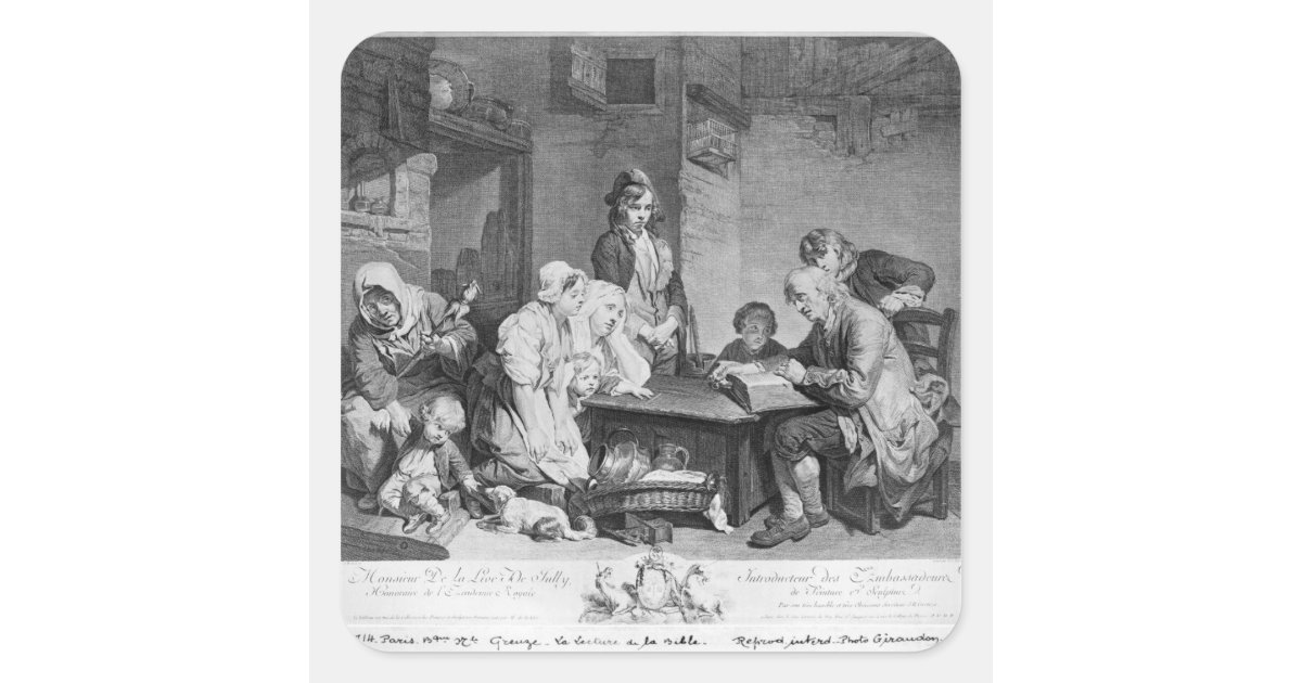 The Reading of the Bible Square Sticker | Zazzle