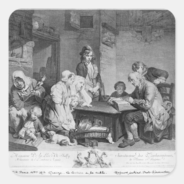 The Reading of the Bible Square Sticker | Zazzle