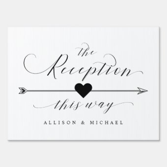 The Reception This Way Calligraphy Arrow Left Sign | Zazzle
