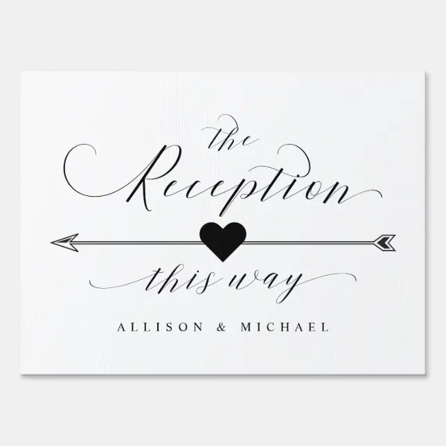 The Reception This Way Calligraphy Arrow Left Sign | Zazzle