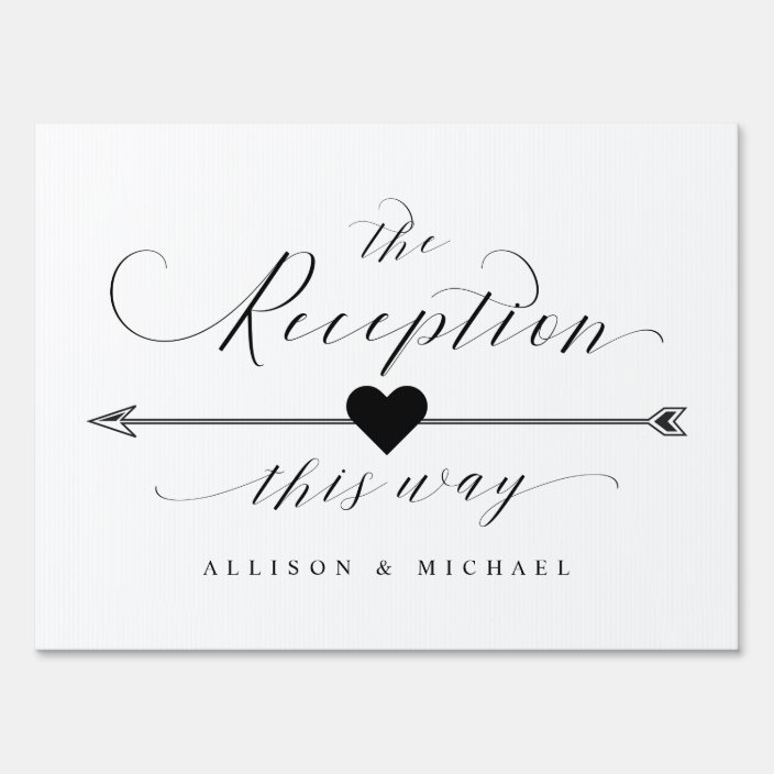 The Reception This Way Calligraphy Arrow Left Sign | Zazzle.com
