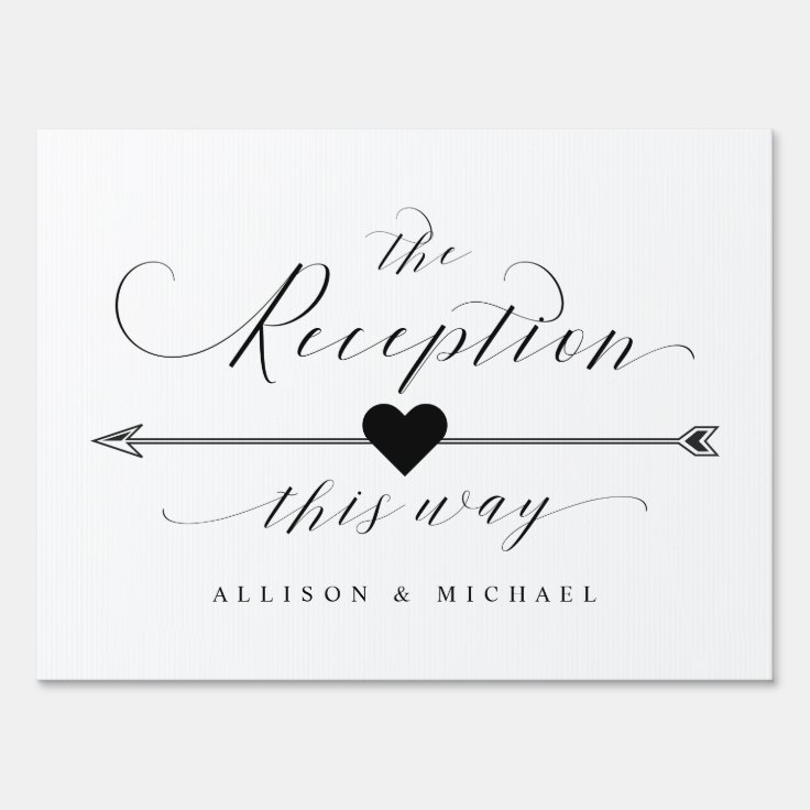 The Reception This Way Calligraphy Arrow Left Sign | Zazzle
