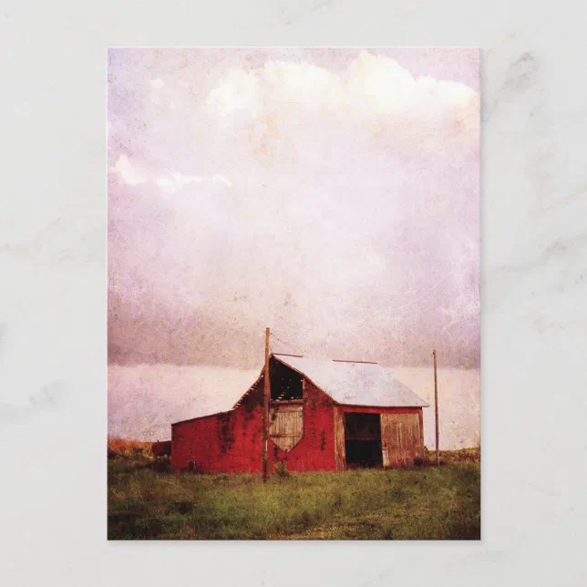 The Red Barn at Sunset Postcard | Zazzle