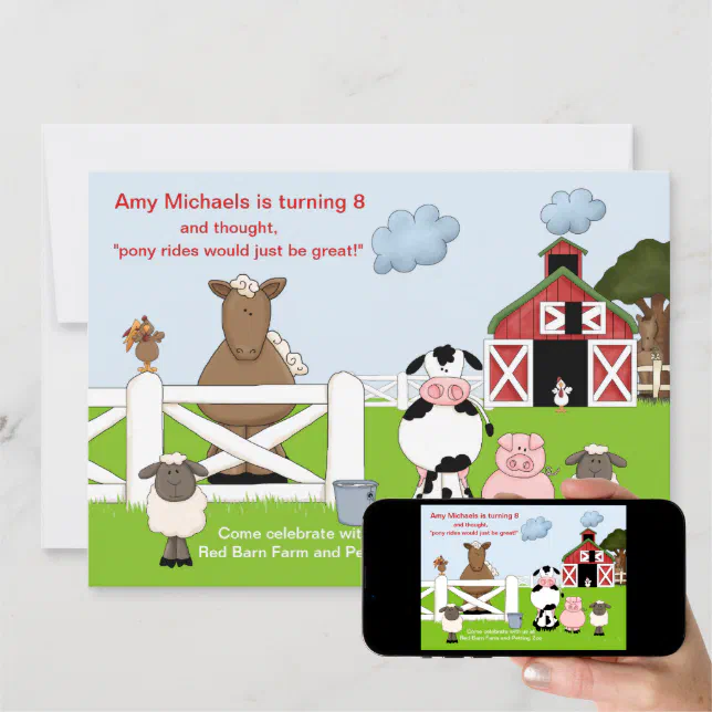 The Red Barn Birthday Party Invitation | Zazzle