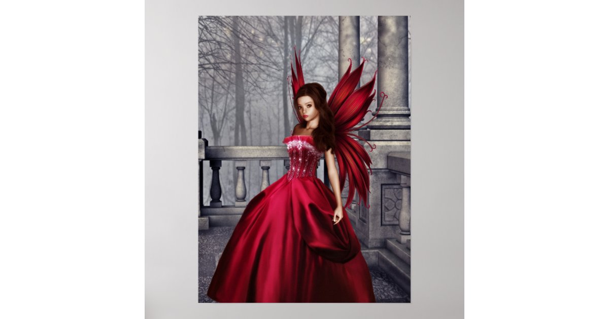 The Red Glamour Fairy Poster | Zazzle