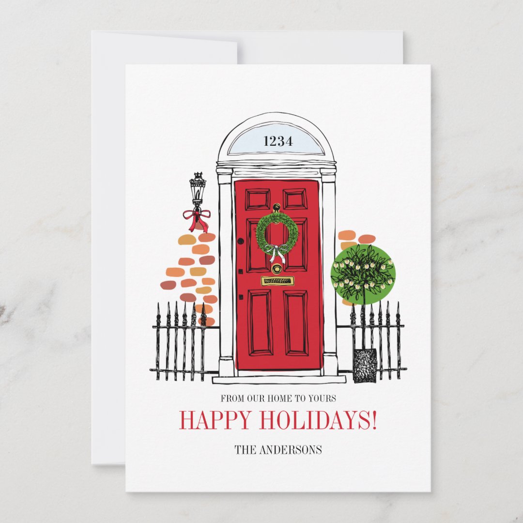 The Red Holiday Christmas Door Card | Zazzle