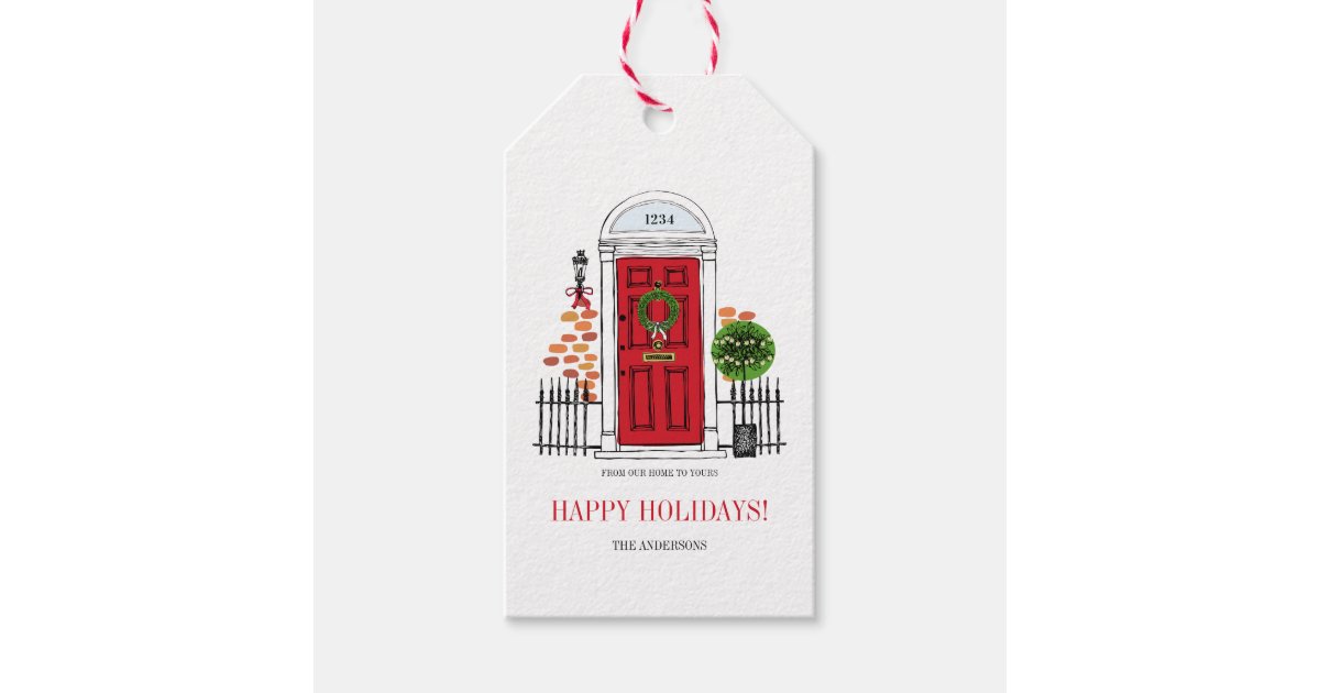 The Red Holiday Christmas Door Gift Tag | Zazzle