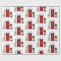 The Red Holiday Christmas Door Wrapping Paper | Zazzle