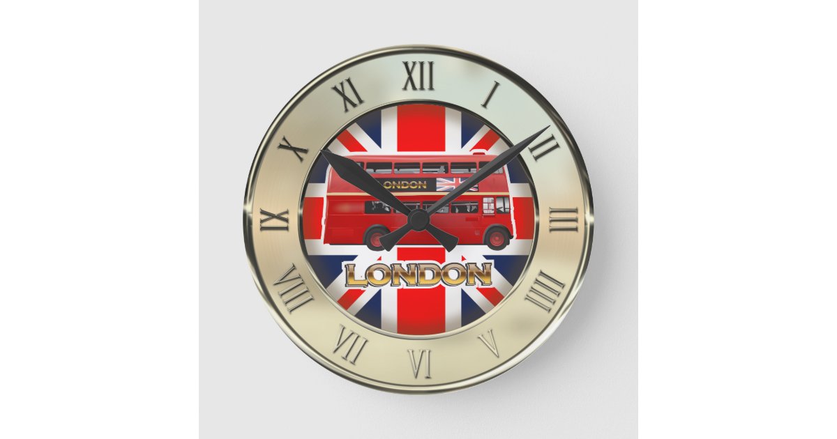 The Red London Double Decker Bus Round Clock | Zazzle