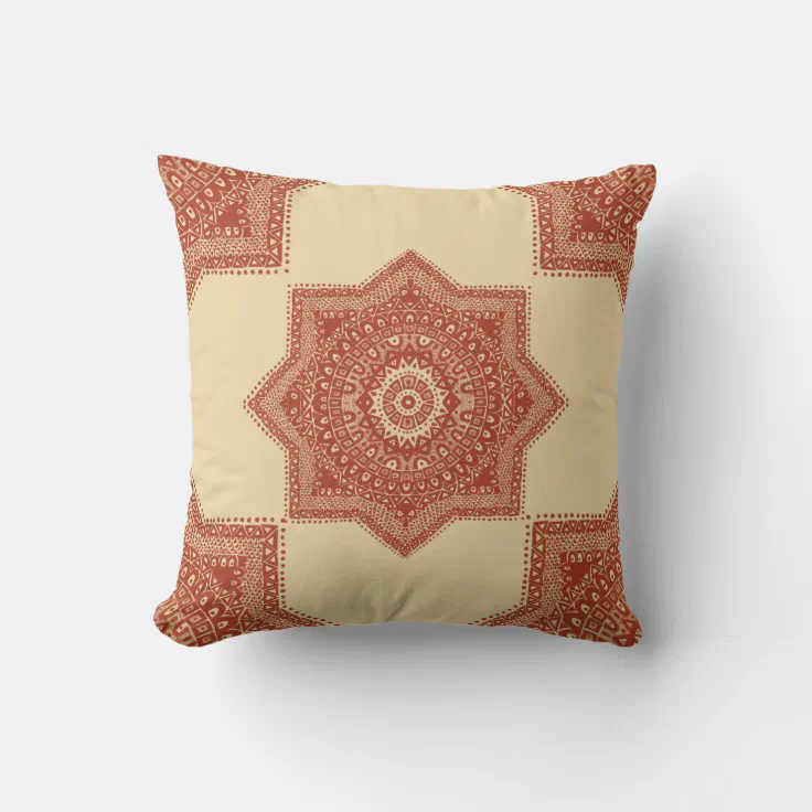 The Red Moroccan Pattern Throw Pillow | Zazzle