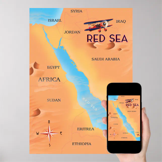 The Red Sea Travel Map Poster | Zazzle