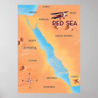 The Red Sea Travel Map Poster | Zazzle