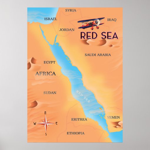 The Red Sea Travel Map Poster | Zazzle