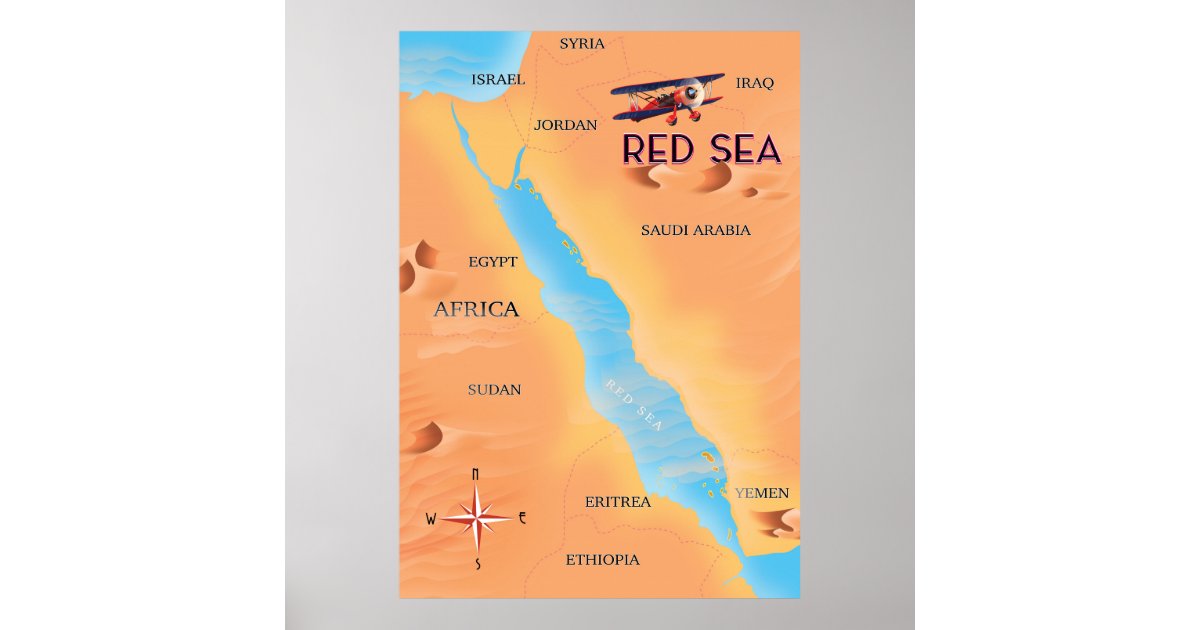 The Red Sea Travel Map Poster | Zazzle