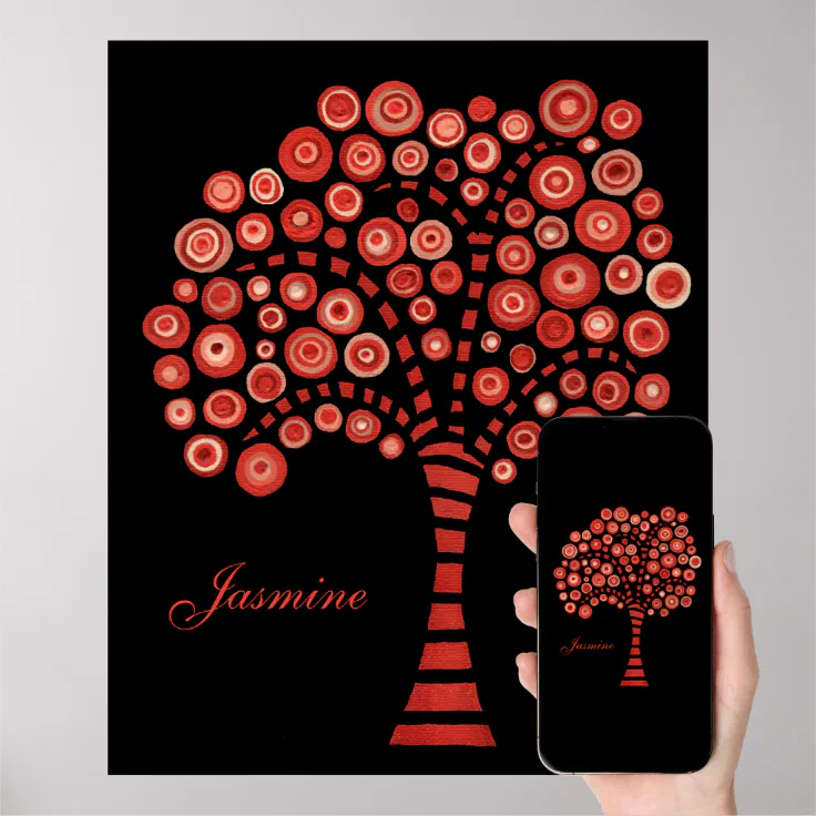 The Red Tree Name Wall Art Painting Canvas Poster | Zazzle