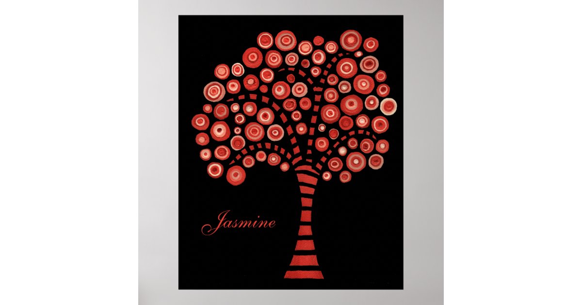 The Red Tree Name Wall Art Painting Canvas Poster | Zazzle