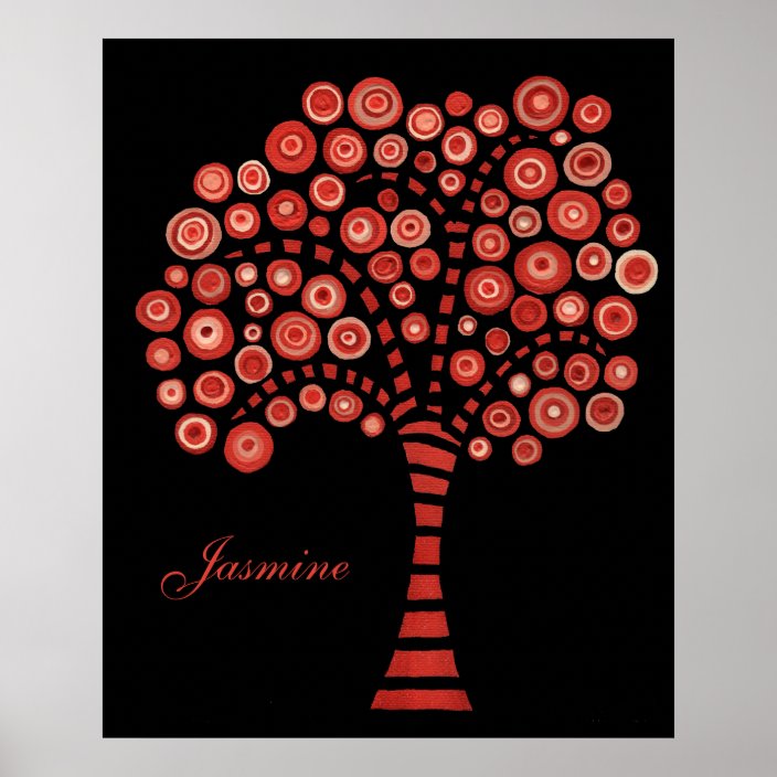 The Red Tree Name Wall Art Painting Canvas Poster | Zazzle.com