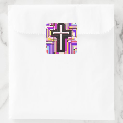 The Religious Christian Cross Square Sticker | Zazzle
