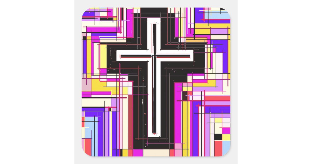 The Religious Christian Cross Square Sticker | Zazzle
