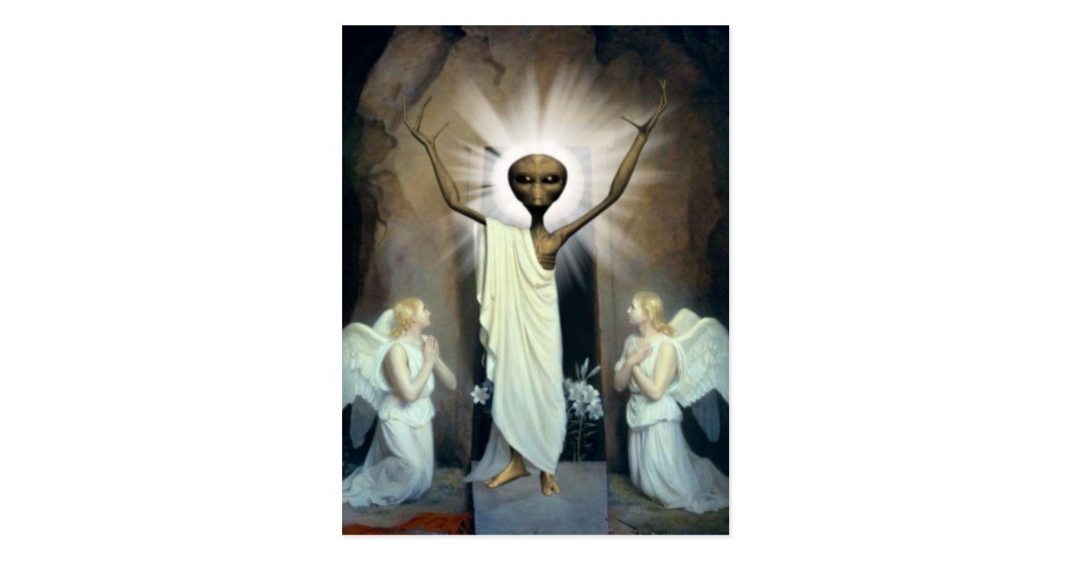 The Resurrection Of Alien Jesus Postcard | Zazzle.com
