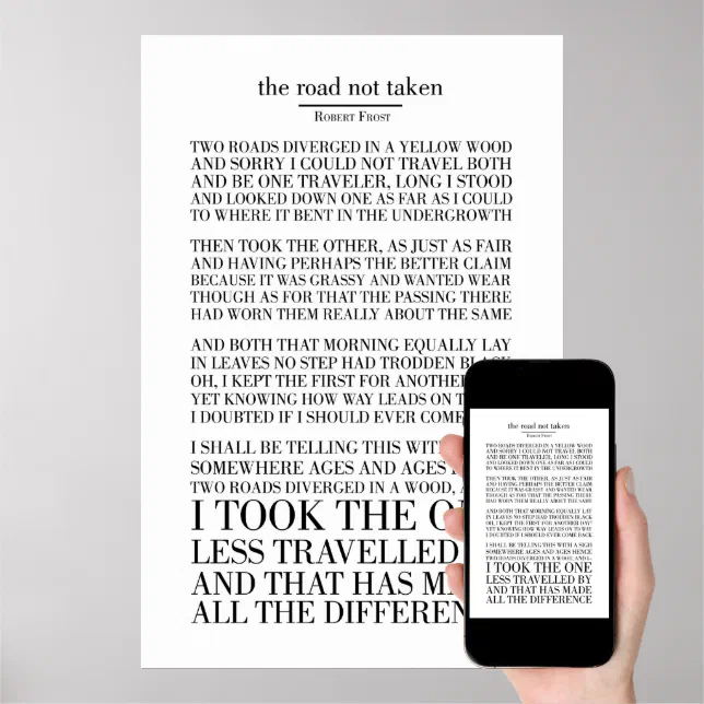 The Road No Taken by Robert Frost Poster | Zazzle