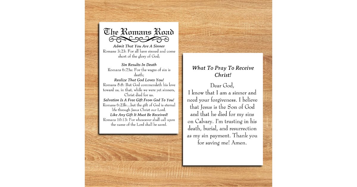 The Romans Road Sinner's Prayer Card | Zazzle