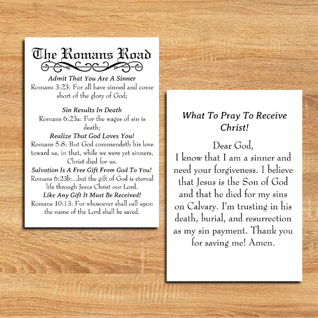 The Romans Road Sinner's Prayer Card | Zazzle