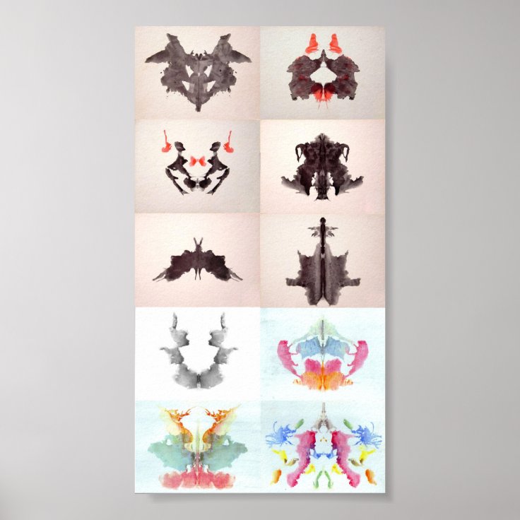 The Rorschach Test Ink Blots All 10 Plates 1-10 Poster | Zazzle