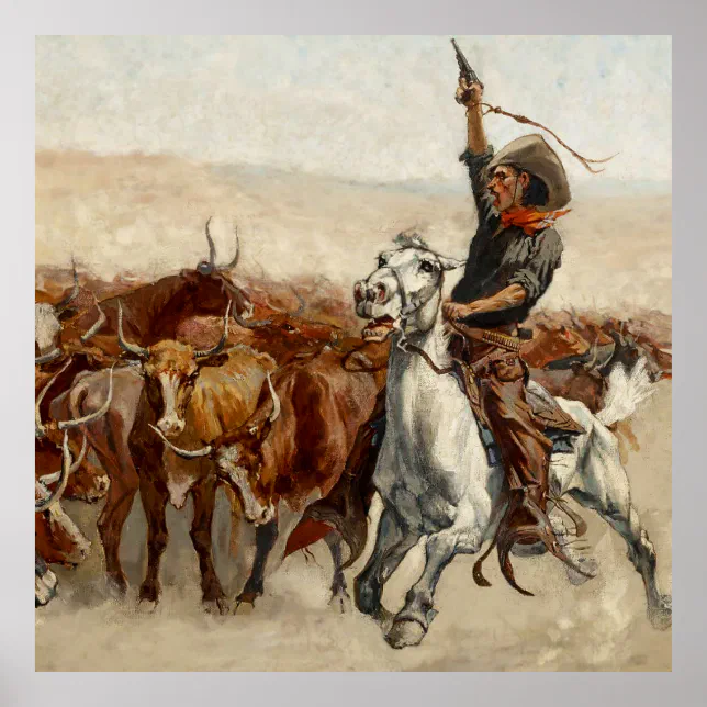 The Roundup Western Art by Frederic Remington Poster | Zazzle