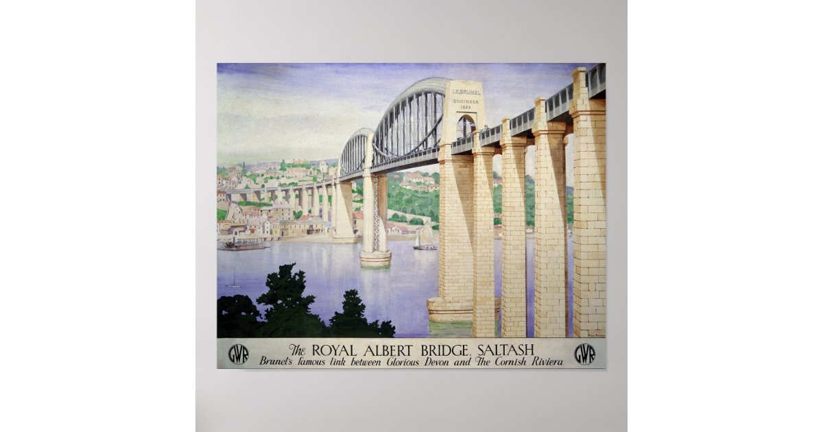 The Royal Albert Bridge, Saltash Vintage Travel Poster | Zazzle