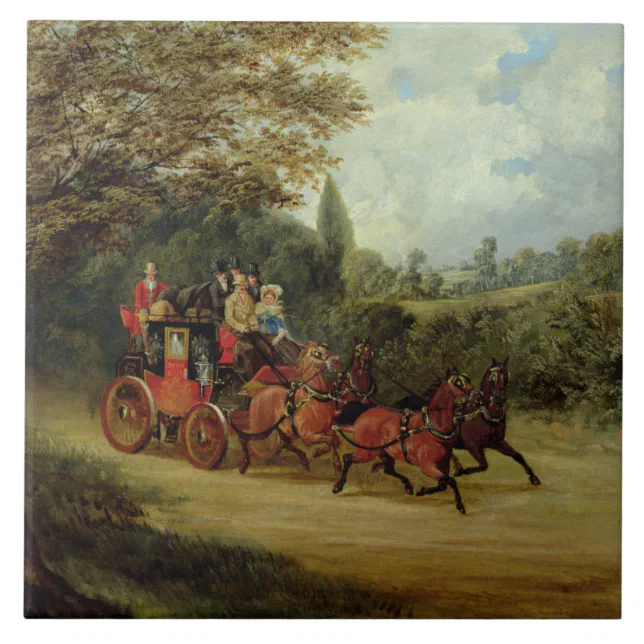 The Royal Mail Coach with Passengers (oil on canva Ceramic Tile | Zazzle