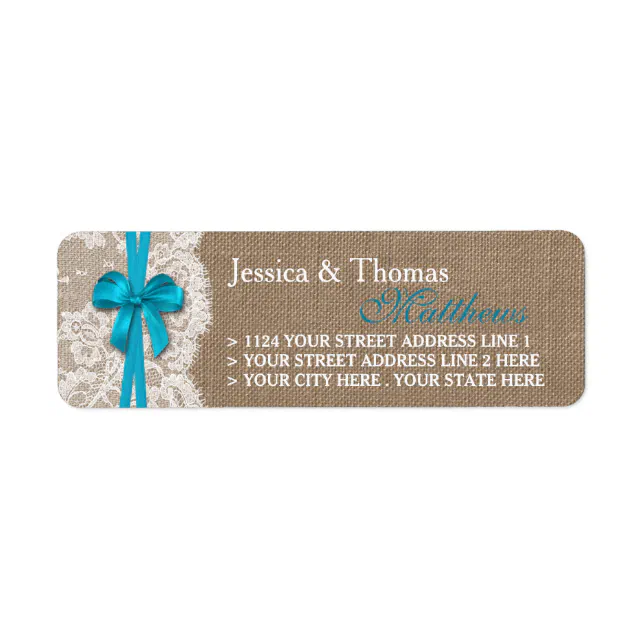 The Rustic Blue Bow Wedding Collection Labels | Zazzle