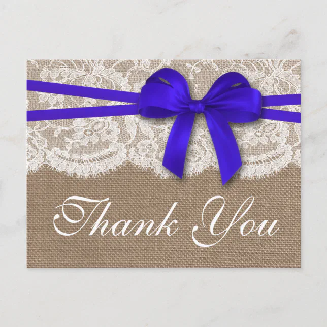 The Rustic Blue Bow Wedding Collection Postcard | Zazzle