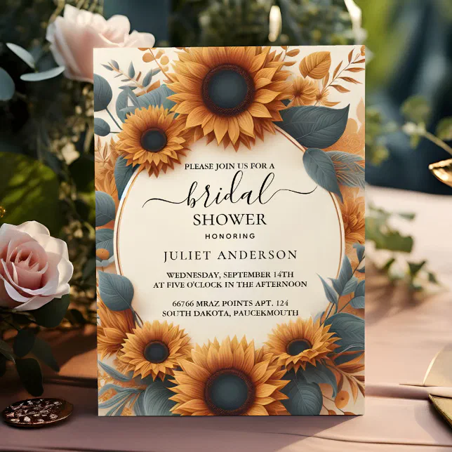 The Rustic Garden Greenery Sunflower Bridal Shower Invitation | Zazzle