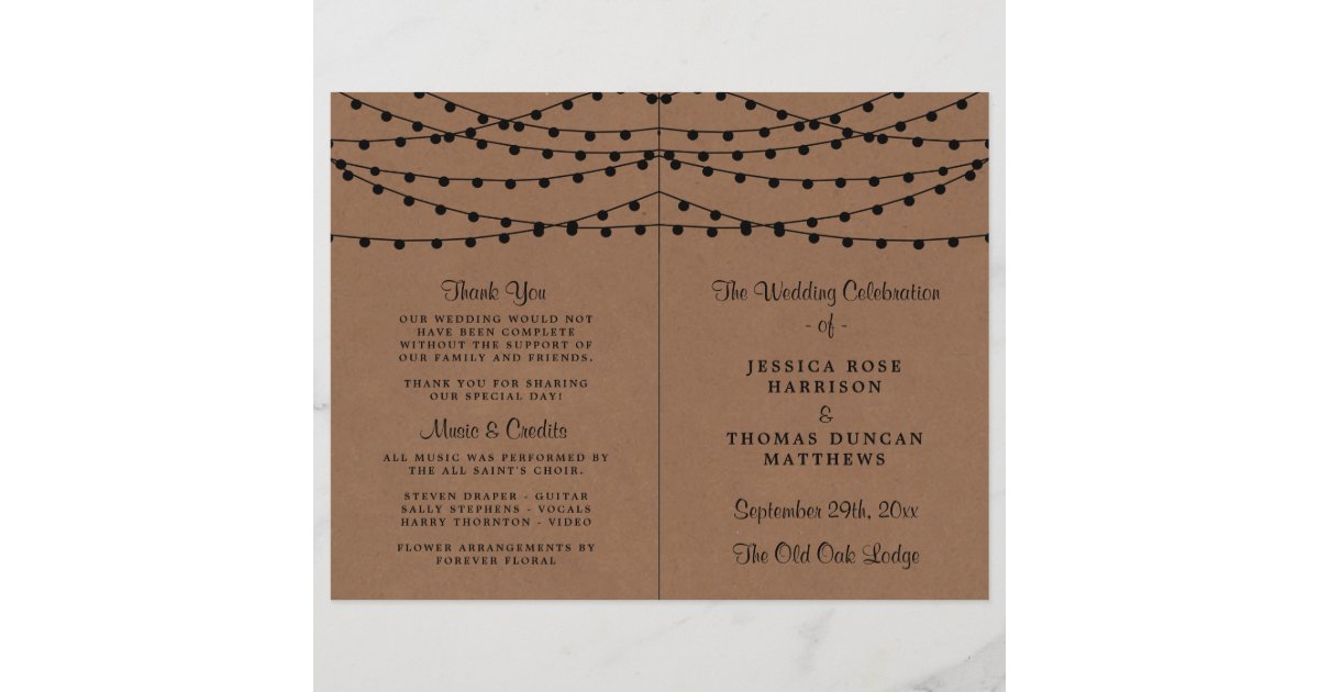 The Rustic Kraft String Lights Wedding Collection | Zazzle