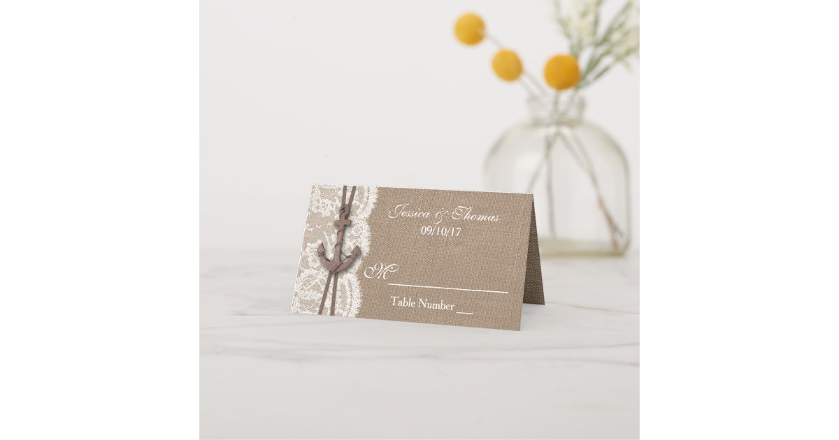 The Rustic Nautical Anchor Wedding Collection Place Card | Zazzle