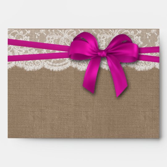 The Rustic Pink Bow Wedding Collection Envelopes | Zazzle.com