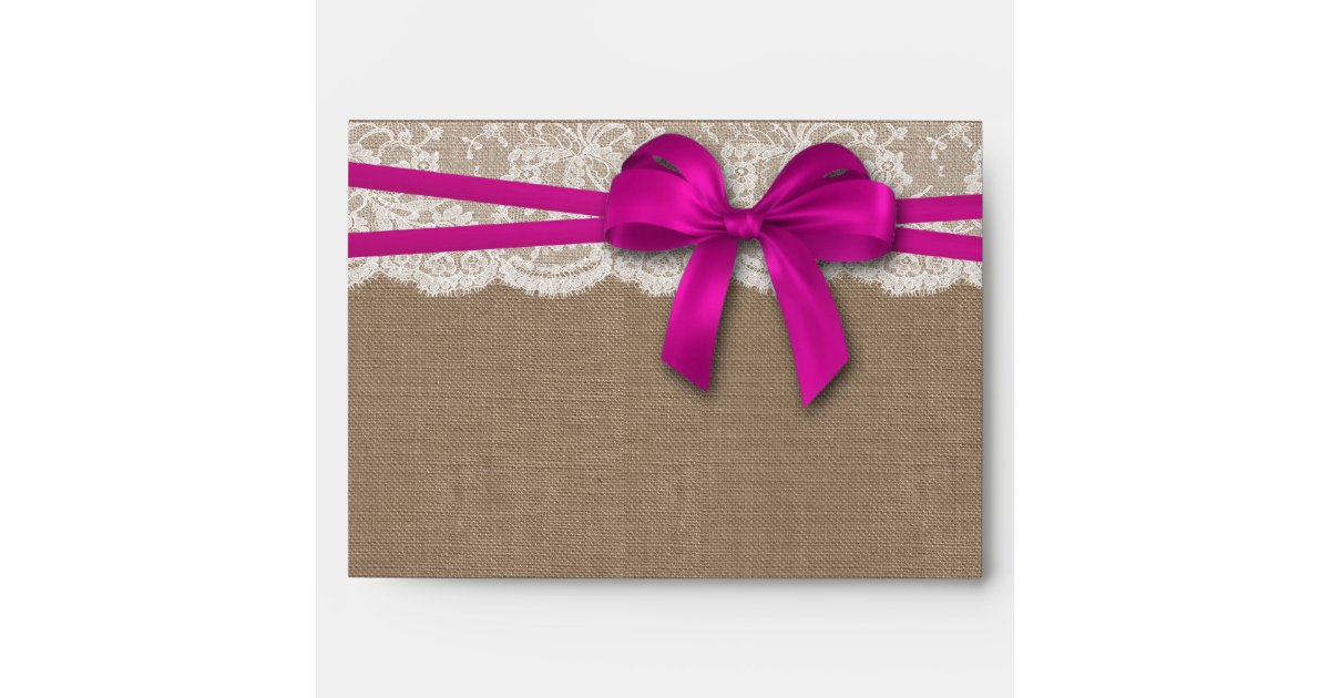 The Rustic Pink Bow Wedding Collection Envelopes | Zazzle.com