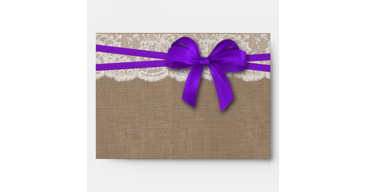 The Rustic Purple Bow Wedding Collection Envelopes | Zazzle