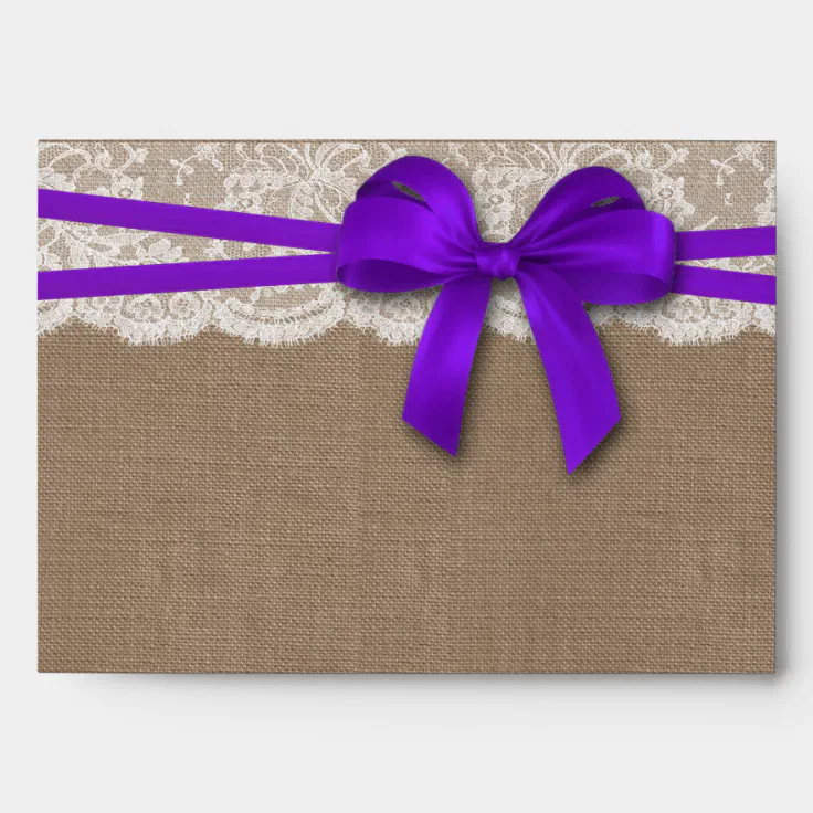 The Rustic Purple Bow Wedding Collection Envelopes | Zazzle