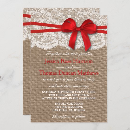 The Rustic Red Bow Wedding Collection Invitation | Zazzle.com