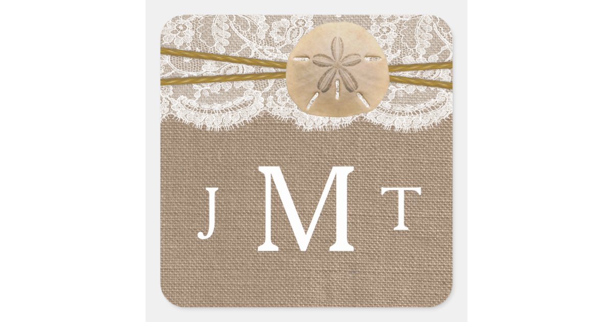 The Rustic Sand Dollar Beach Wedding Collection Square Sticker | Zazzle
