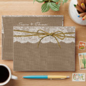 The Rustic Twine Bow Wedding Collection Envelope | Zazzle