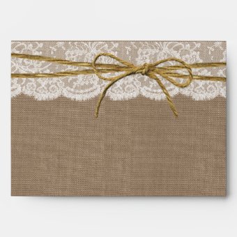 The Rustic Twine Bow Wedding Collection Envelope | Zazzle